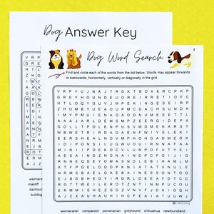Dog Printable Word Search | Animal Word Puzzle Party Game | Brain ...