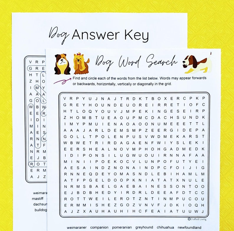 Dog Printable Word Search | Animal Word Puzzle Party Game | Brain ...