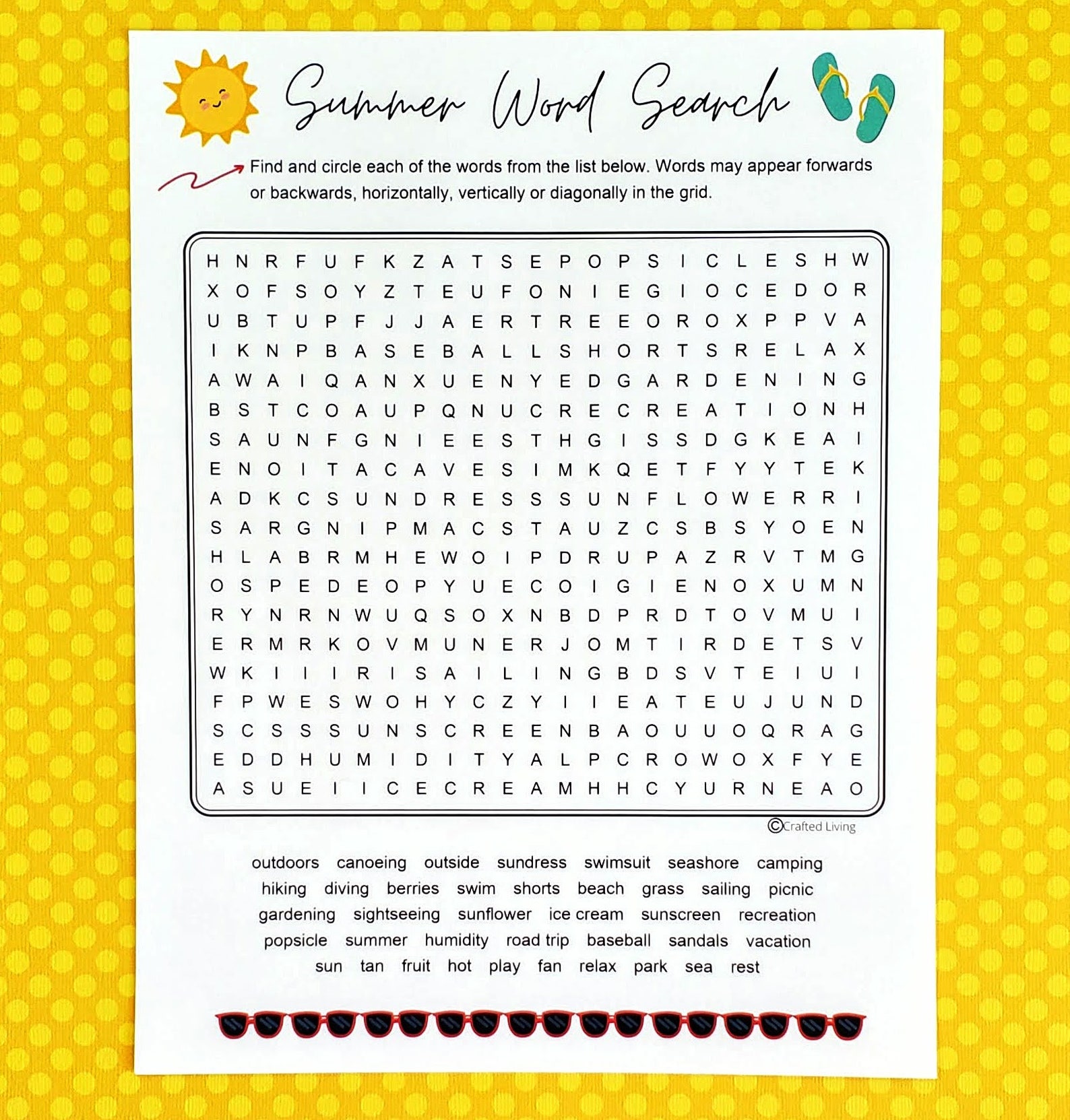 Summer Printable Word Search | Seasons Word Puzzle Party Game | Brain ...