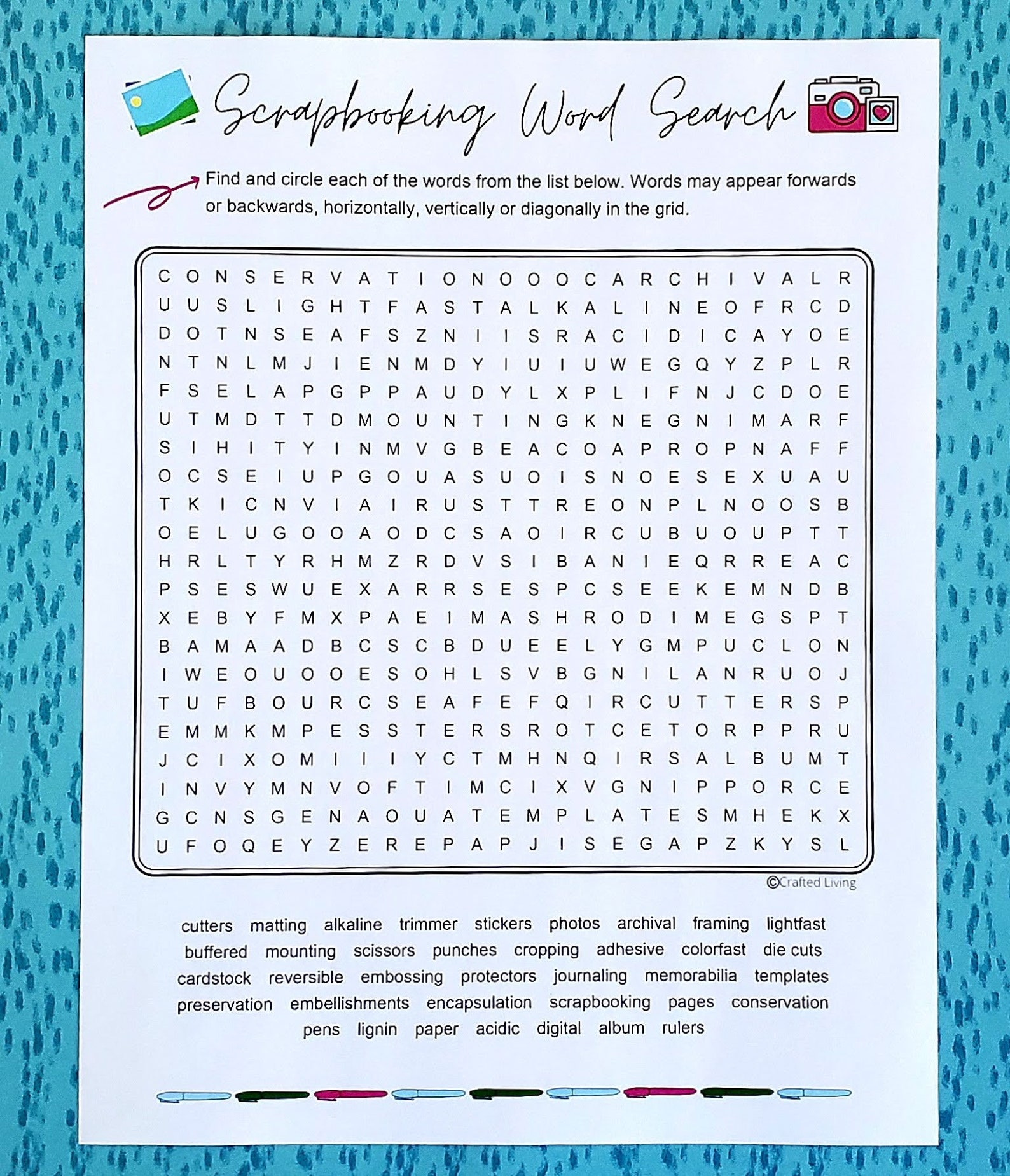 Scrapbooking Printable Word Search | Hobby Word Puzzle Party Game ...