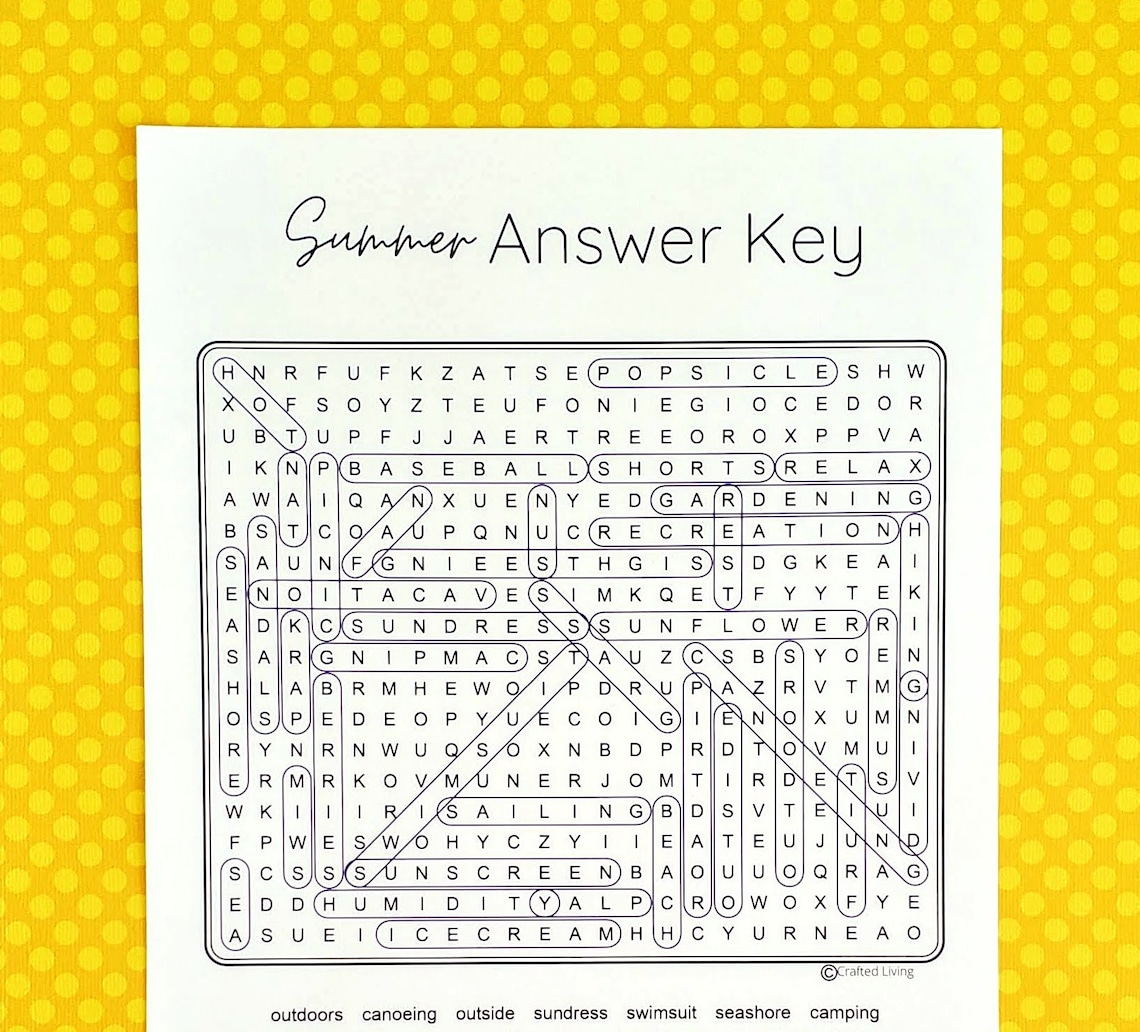 Summer Printable Word Search | Seasons Word Puzzle Party Game | Brain ...