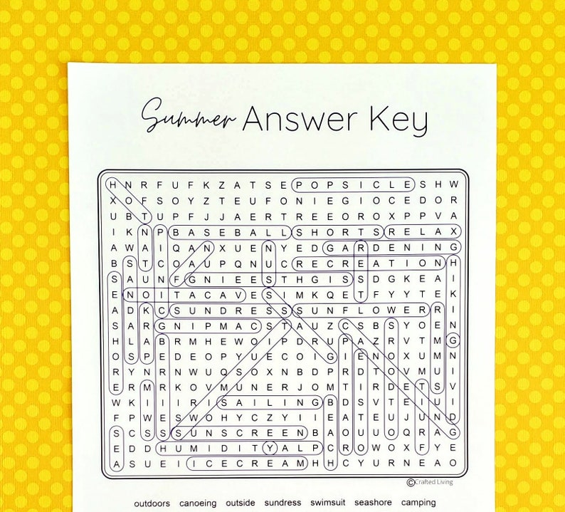 Summer Printable Word Search | Seasons Word Puzzle Party Game | Brain ...
