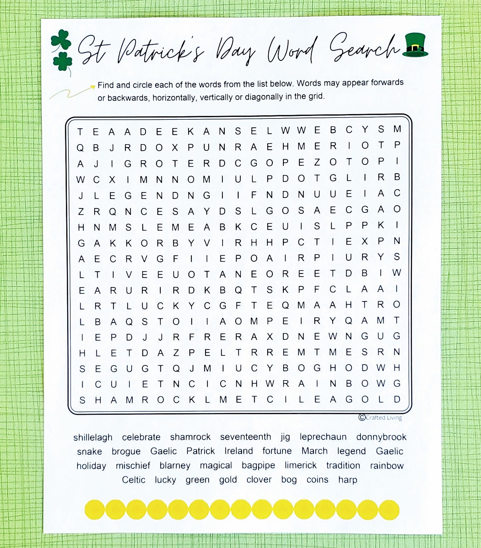 St Patrick's Day Printable Word Search | Holiday Word Puzzle Party Game ...