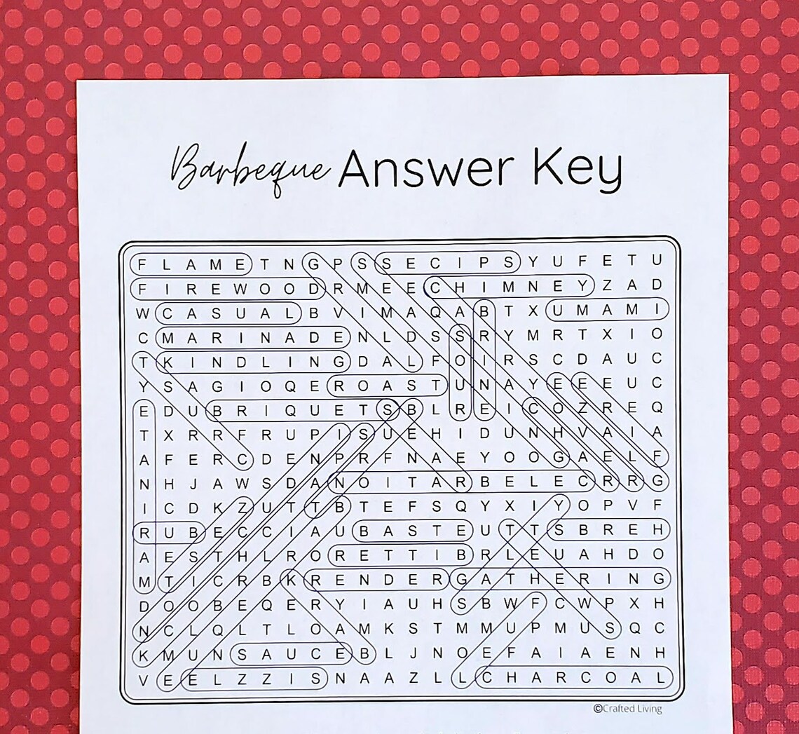 Barbeque Word Search Puzzle | Printable Party Game (digital Download ...