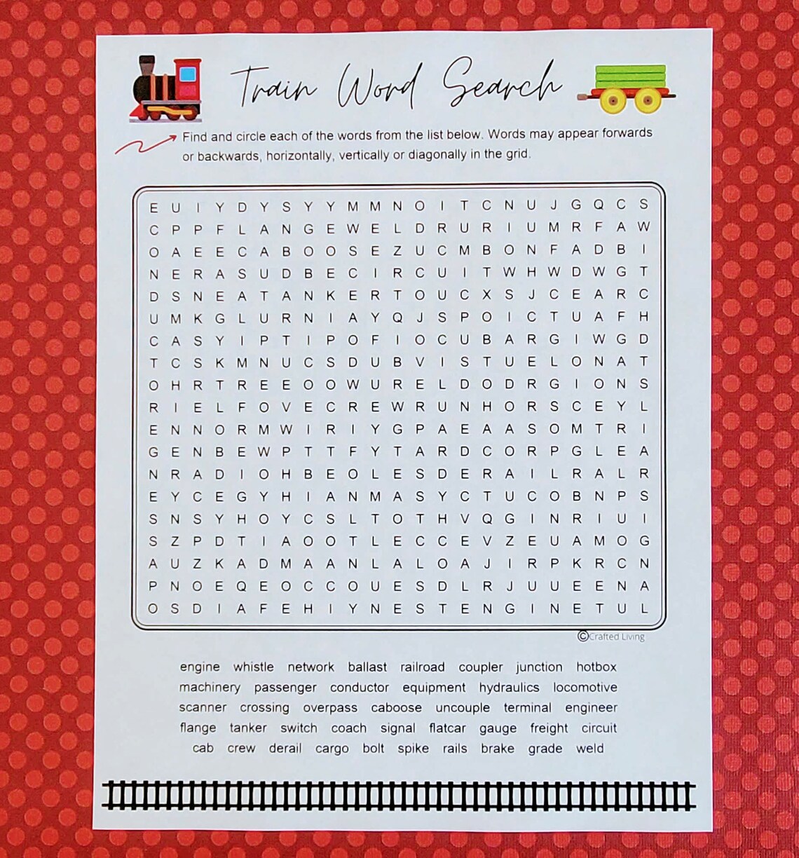 Train Printable Word Search | Transportation Word Puzzle Party Game ...