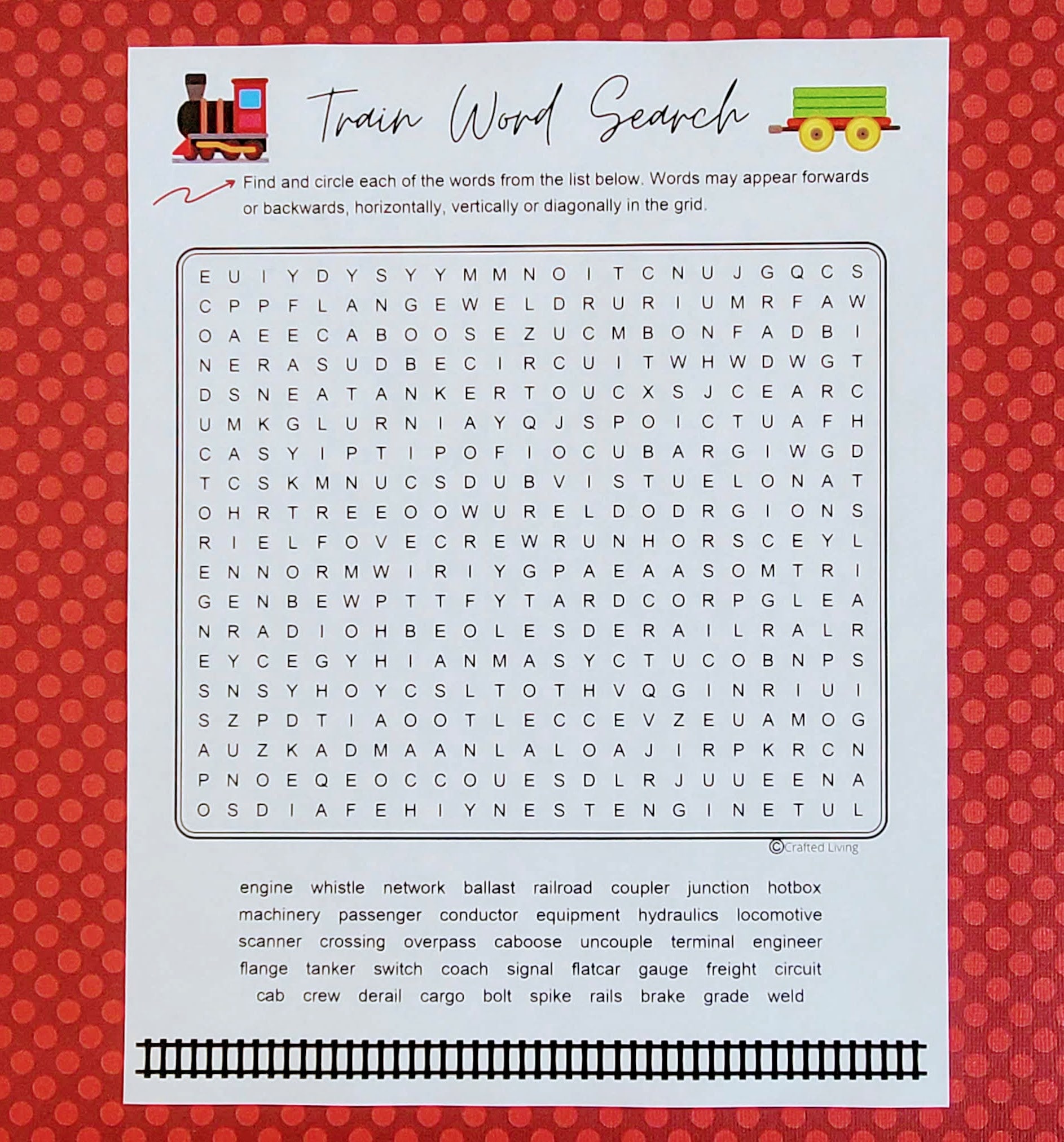 Train Printable Word Search | Transportation Word Puzzle Party Game ...