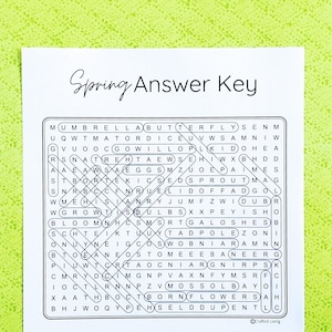 Spring Printable Word Search | Seasons Word Puzzle Party Game | Brain ...