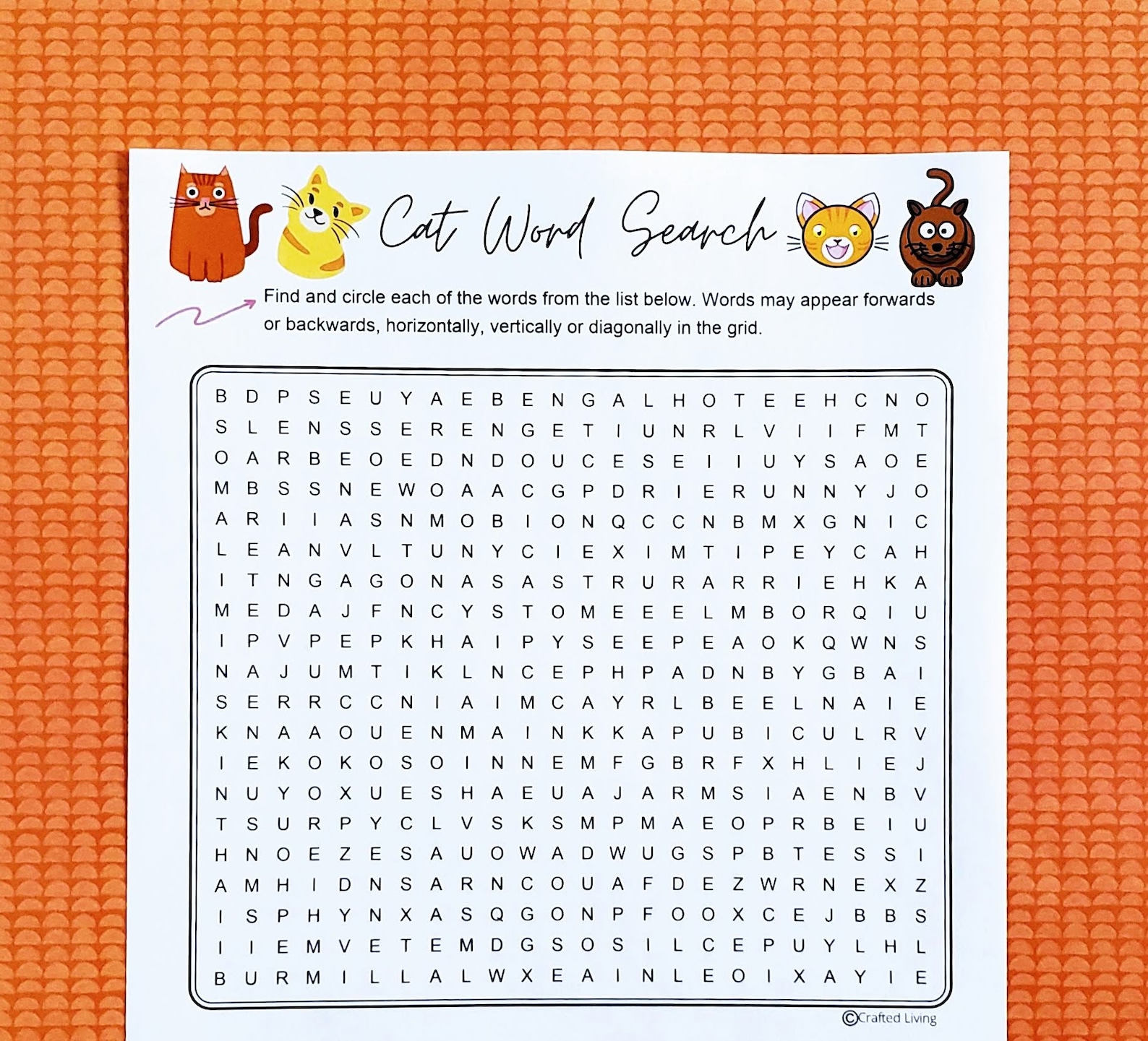 Cat Printable Word Search | Animal Word Puzzle Party Game | Brain ...