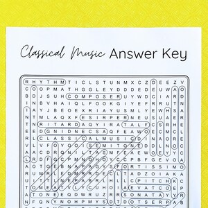 Classical Music Printable Word Search | Word Puzzle Party Game | Brain ...