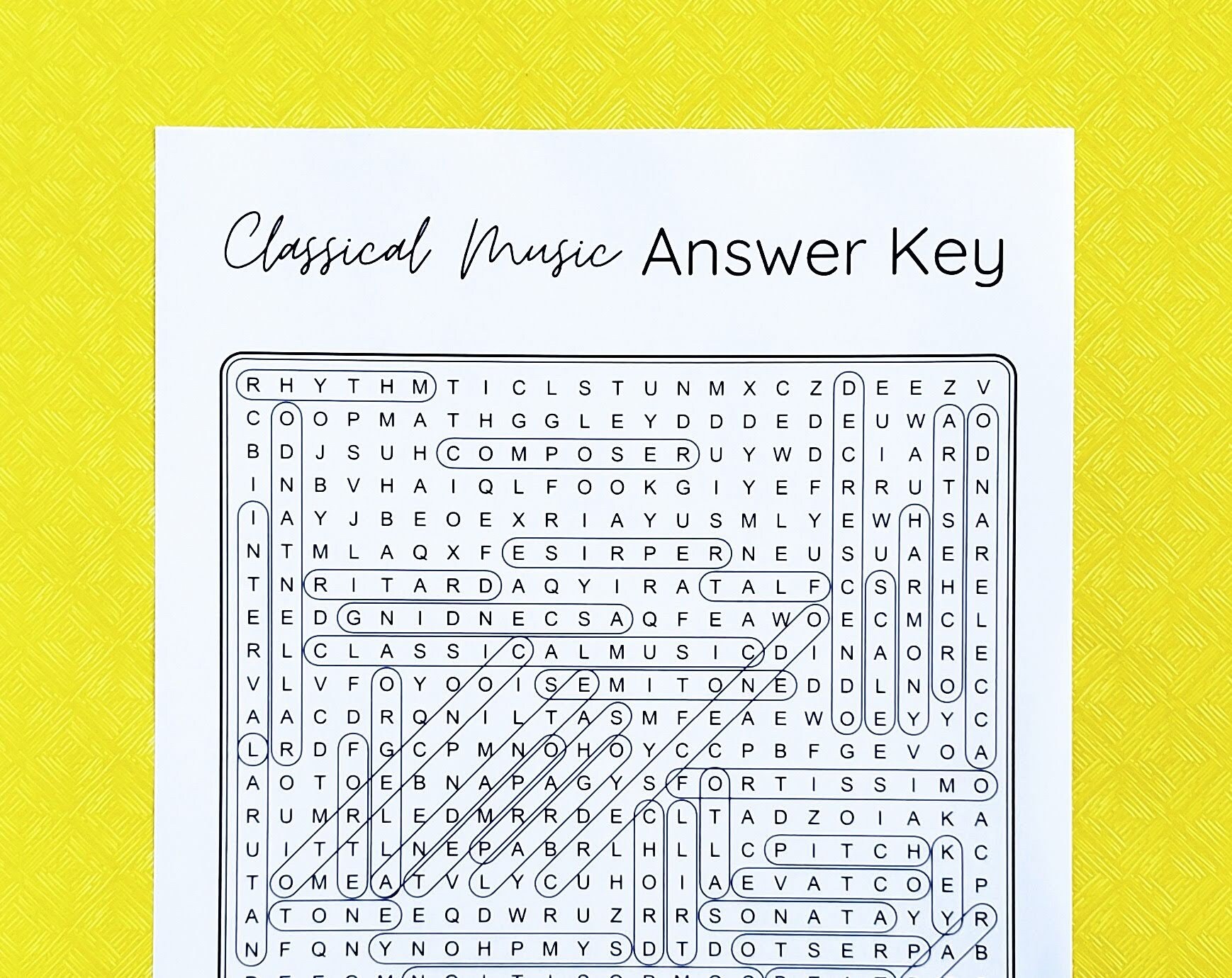 Classical Music Printable Word Search Word Puzzle Party Game Brain ...