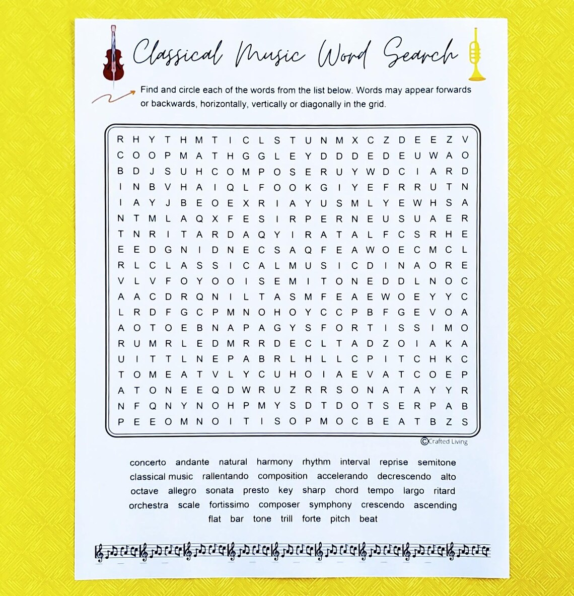 Classical Music Printable Word Search | Word Puzzle Party Game | Brain ...