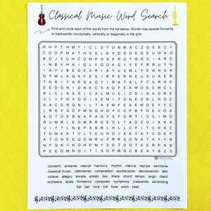 Classical Music Word Search | Printable Brain Teaser (digital Download ...