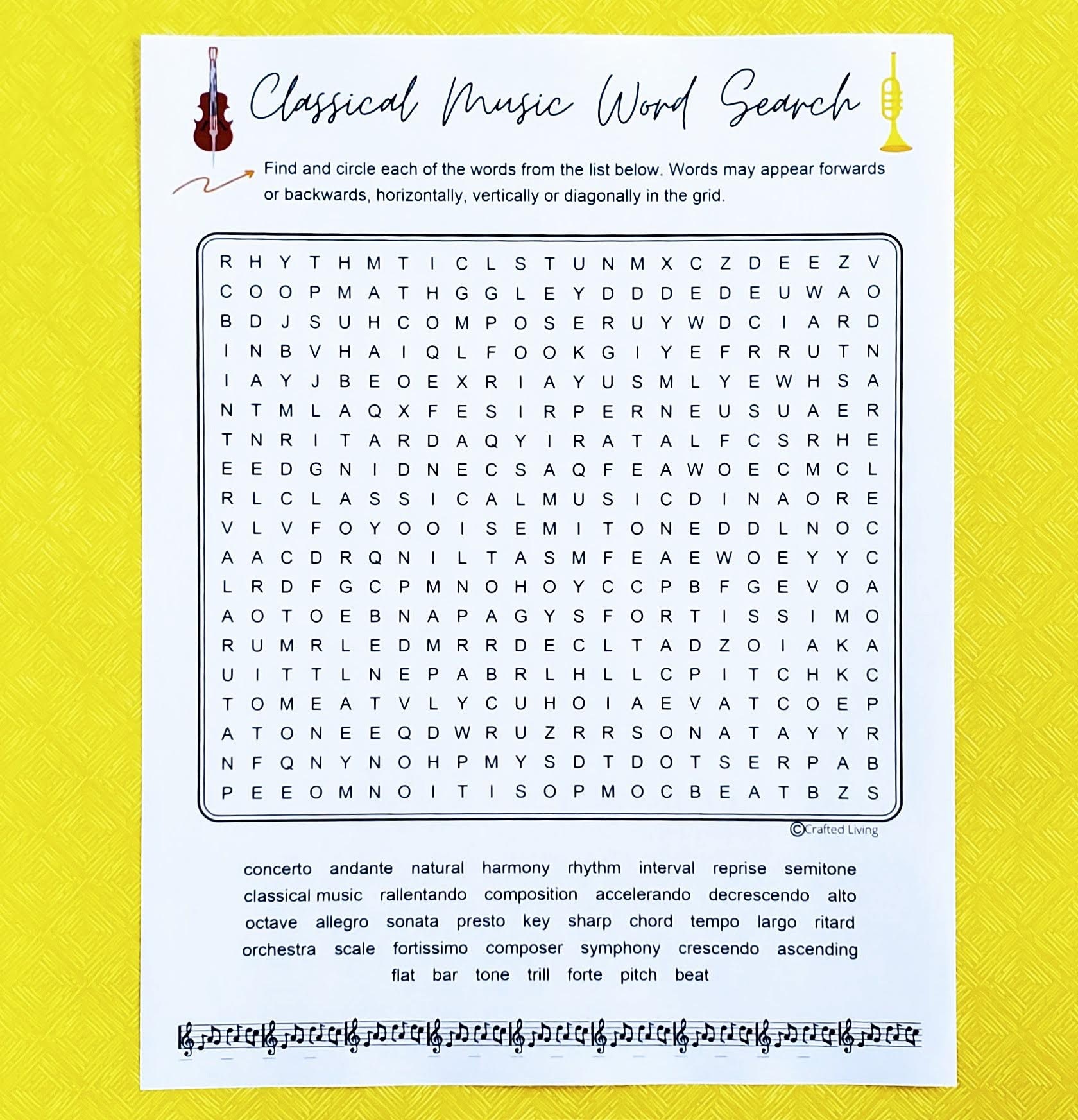 Classical Music Word Search | Printable Brain Teaser (digital Download ...