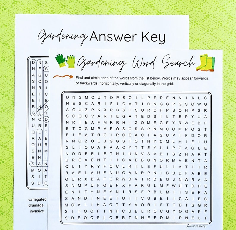 Gardening Word Search Printable | Hobby Puzzle Game (digital Download ...