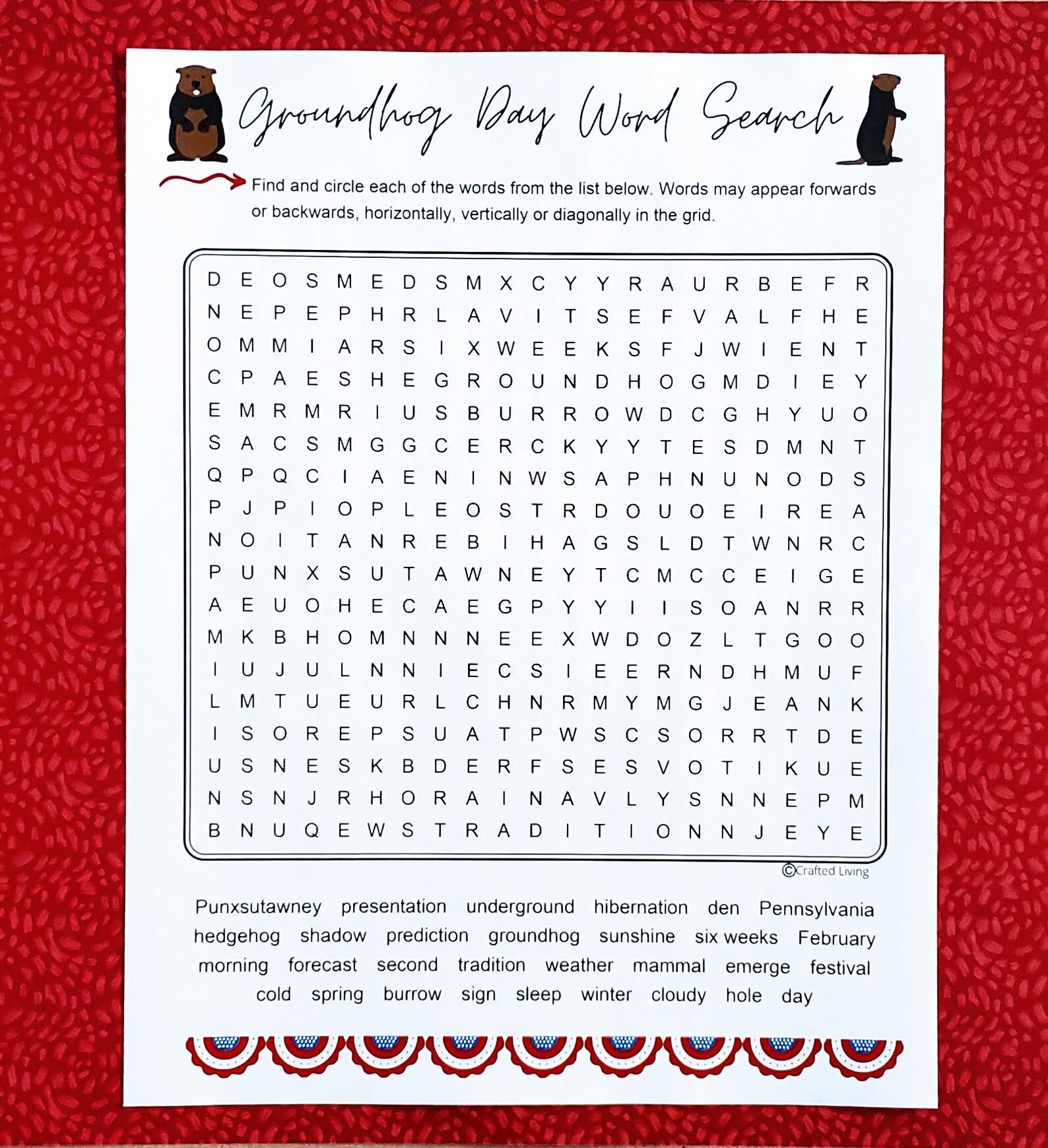 Groundhog Day Printable Word Search | Holiday Word Puzzle Party Game ...