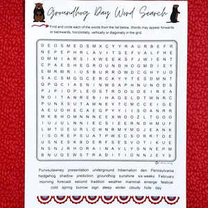 Groundhog Day Printable Word Search | Holiday Word Puzzle Party Game ...