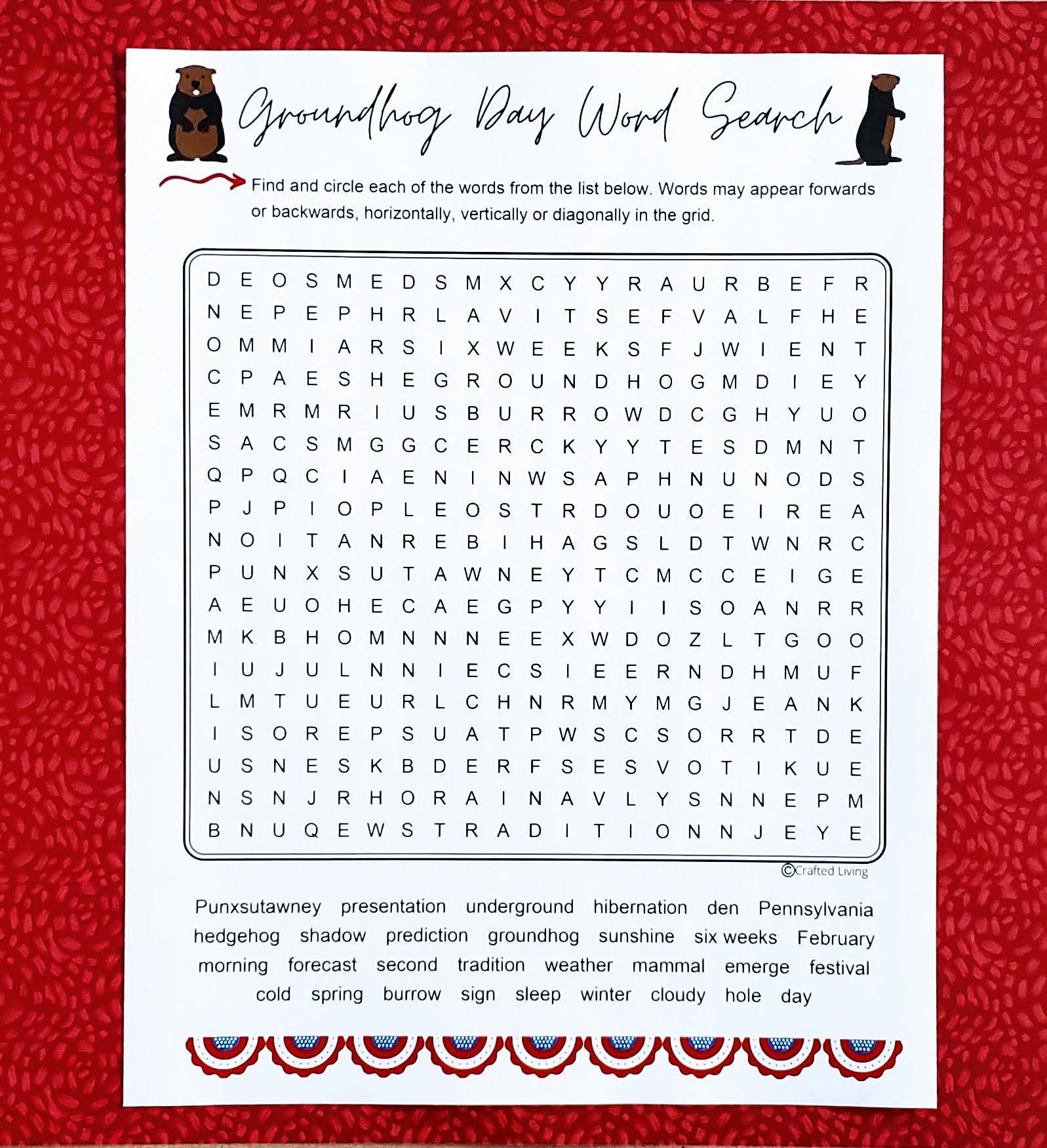 Groundhog Day Printable Word Search | Holiday Word Puzzle Party Game ...