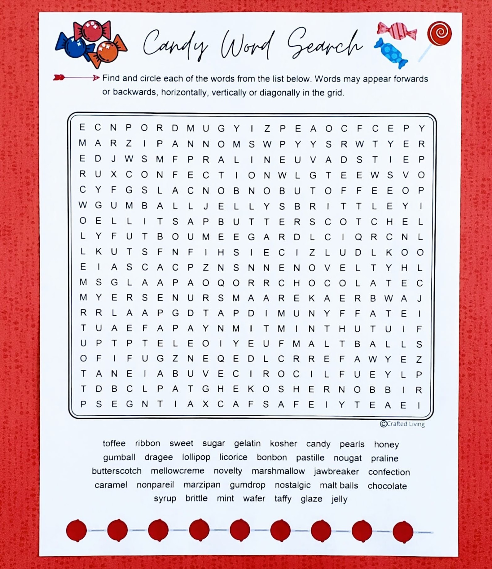 Candy Printable Word Search | Food Word Puzzle Party Game | Brain ...