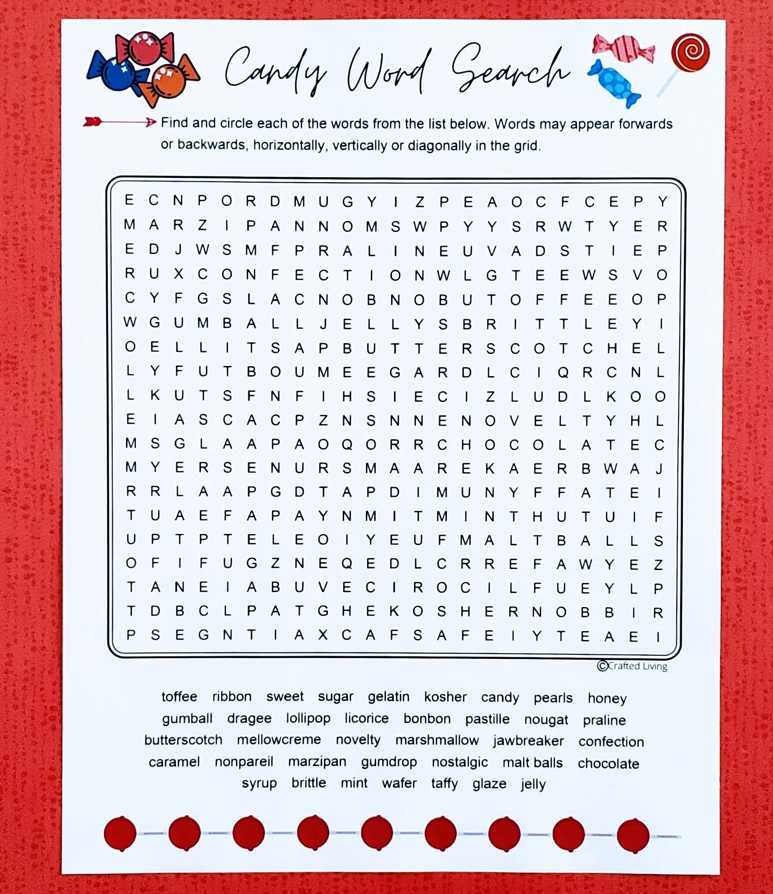 Candy Printable Word Search Food Word Puzzle Party Game Brain Teaser ...