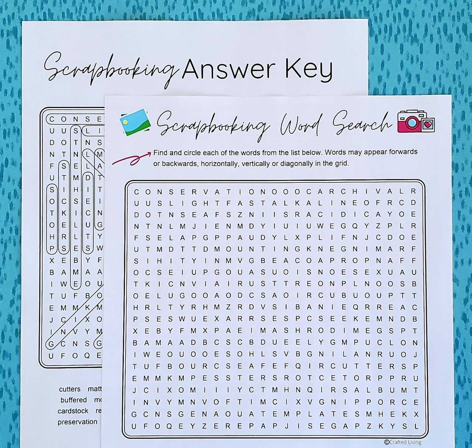 Scrapbooking Printable Word Search | Hobby Word Puzzle Party Game ...