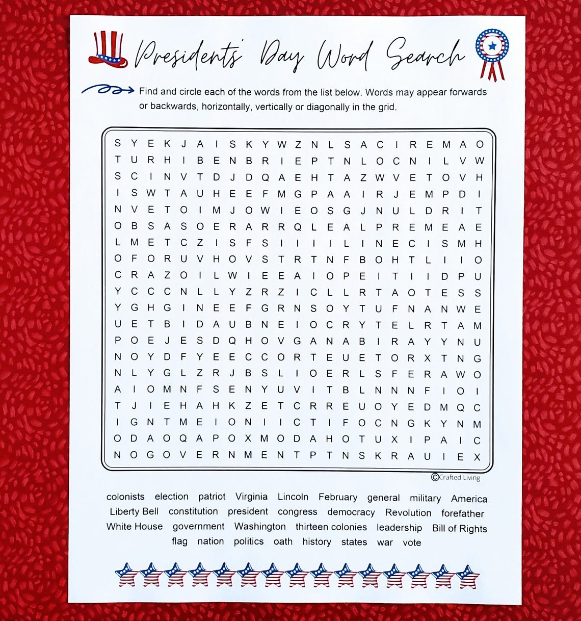 Presidents' Day Printable Word Search | Holiday Word Puzzle Party Game ...