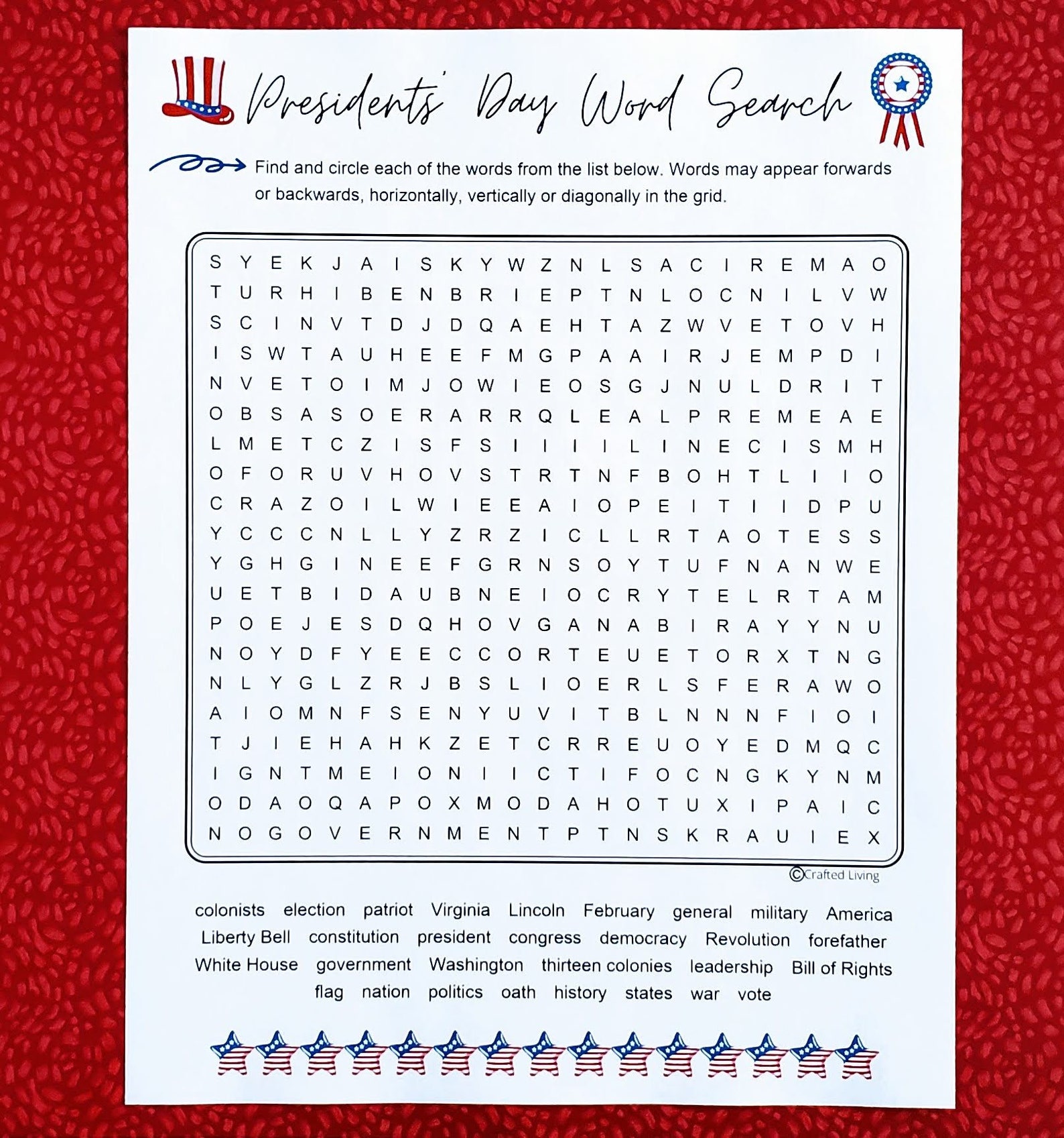 Presidents' Day Printable Word Search | Holiday Word Puzzle Party Game ...