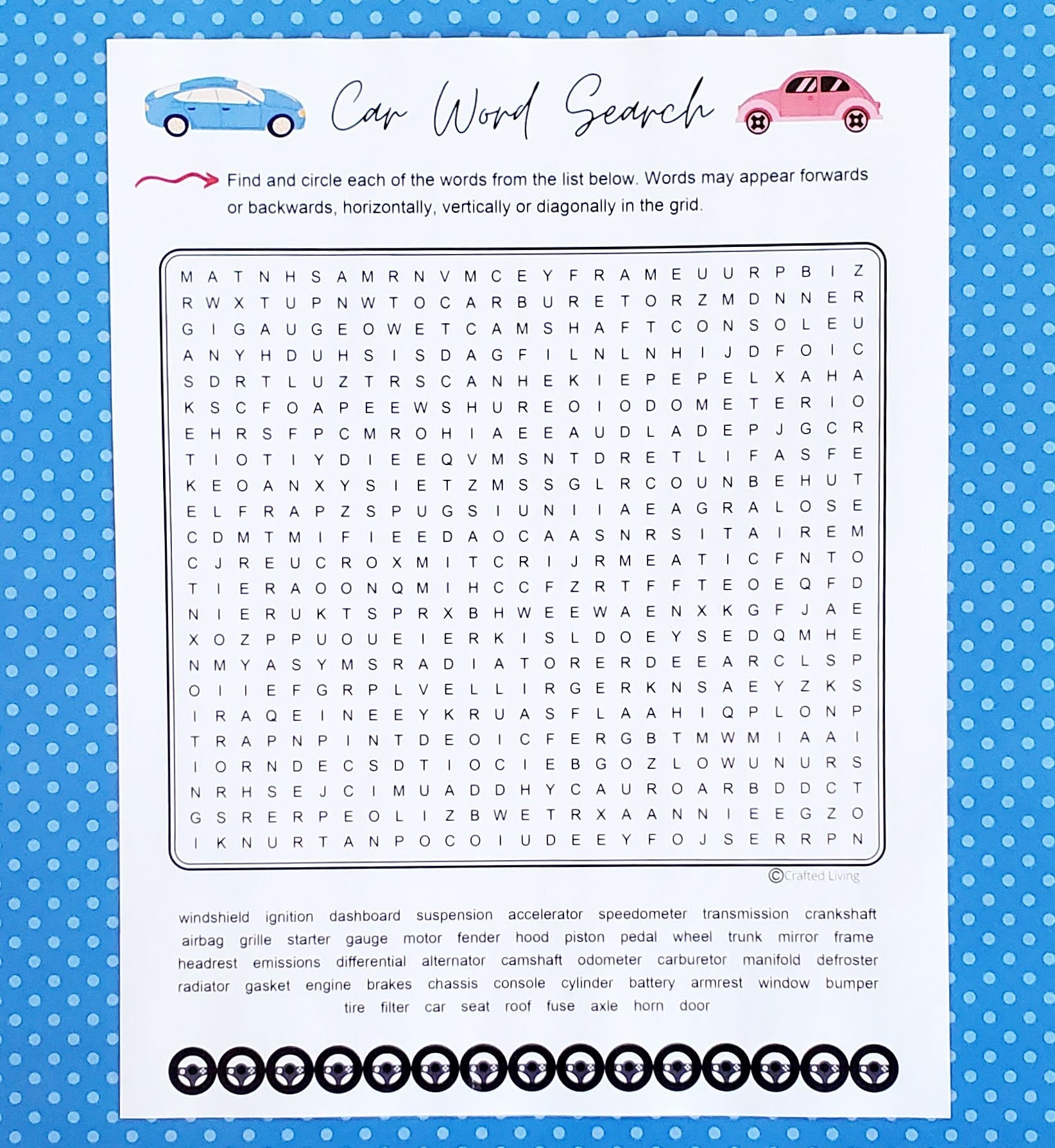 Car Printable Word Search | Auto Word Puzzle Party Game | Brain Teaser ...