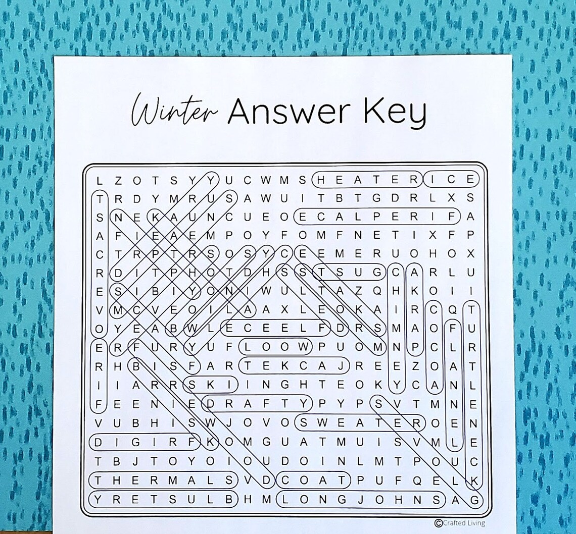 Winter Printable Word Search | Seasons Word Puzzle Party Game | Brain ...