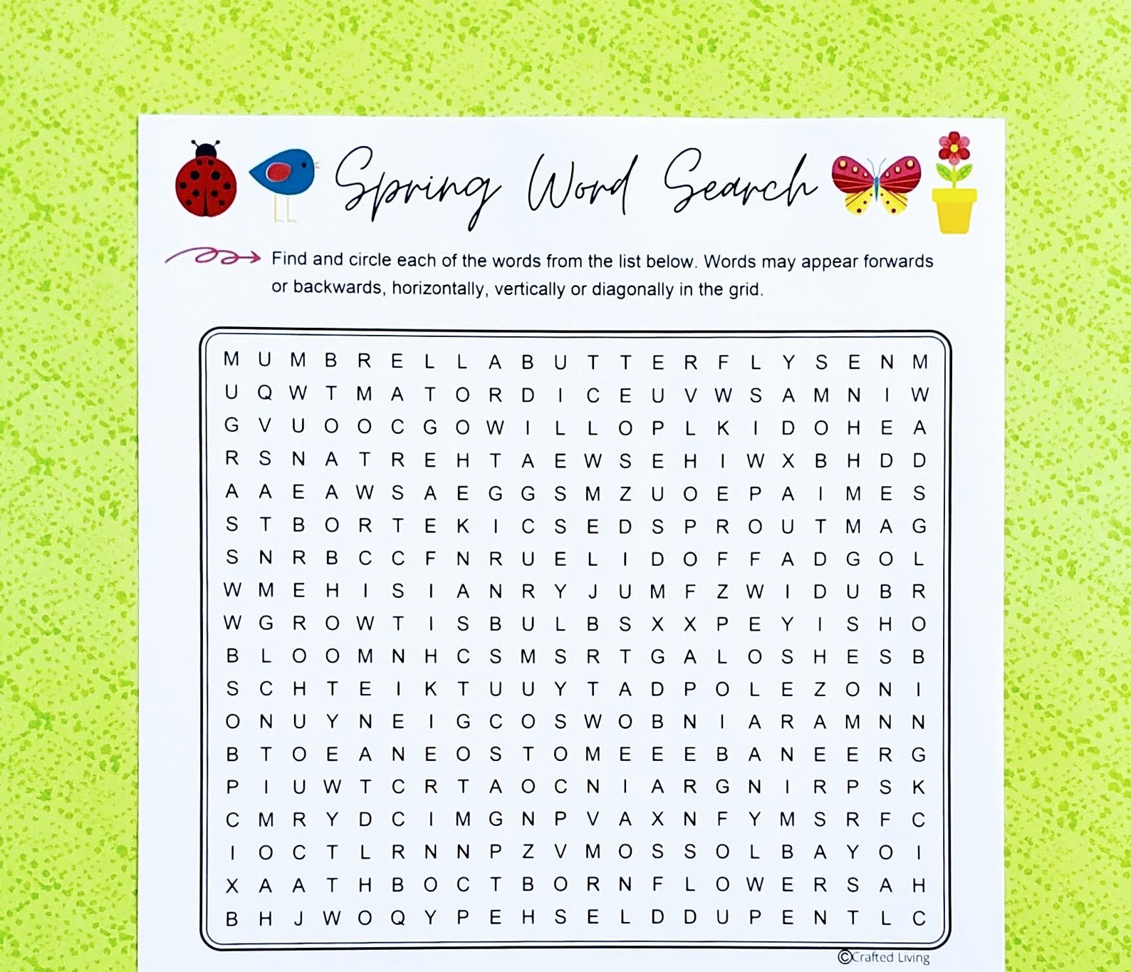 Spring Printable Word Search | Seasons Word Puzzle Party Game | Brain ...