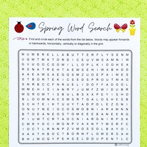Spring Word Search Printable | Party Game (digital Download) - Etsy