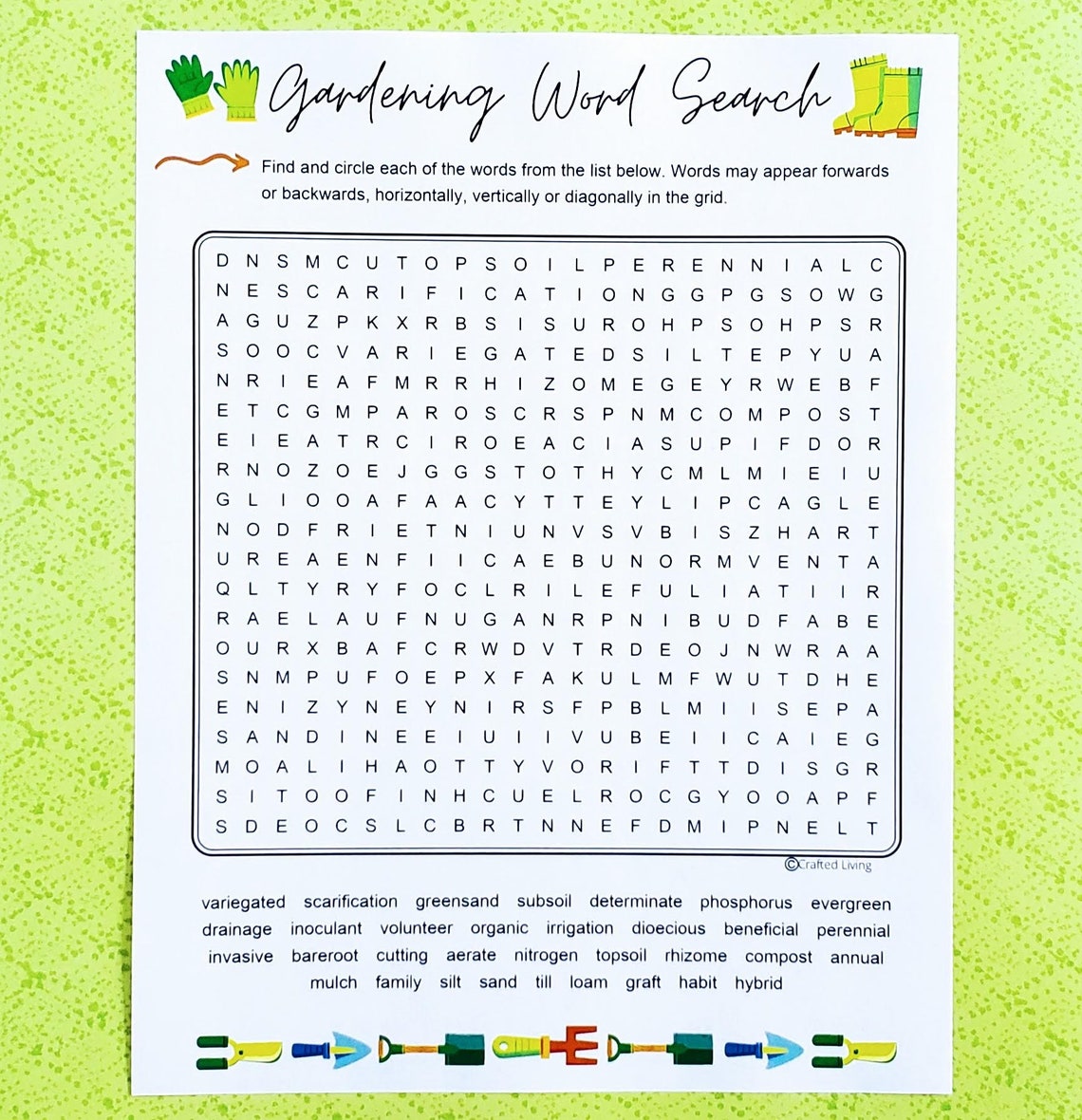Gardening Printable Word Search | Hobby Word Puzzle Party Game | Brain ...