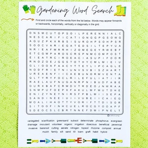 Gardening Word Search Printable | Hobby Puzzle Game (digital Download ...