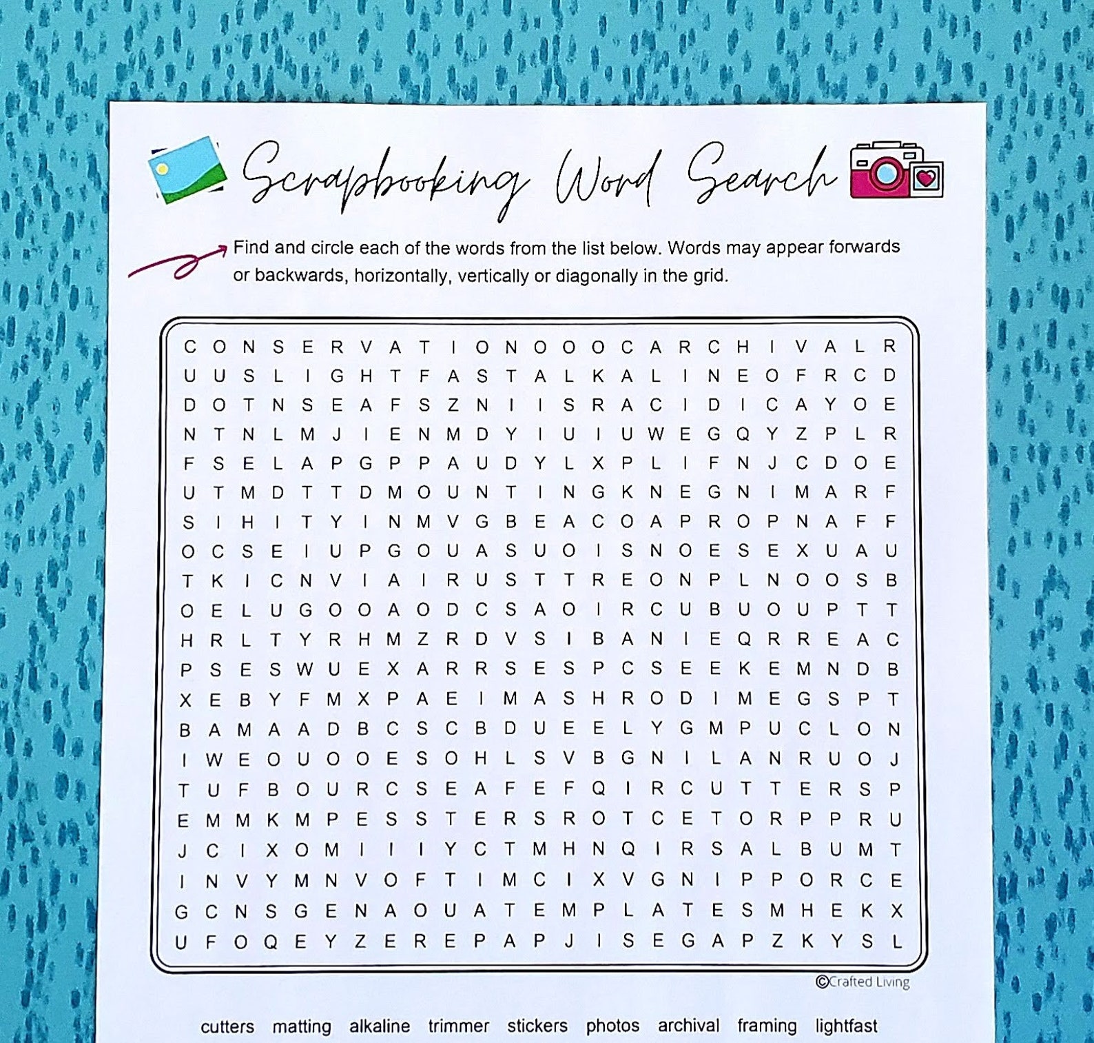 Scrapbooking Printable Word Search | Hobby Word Puzzle Party Game ...