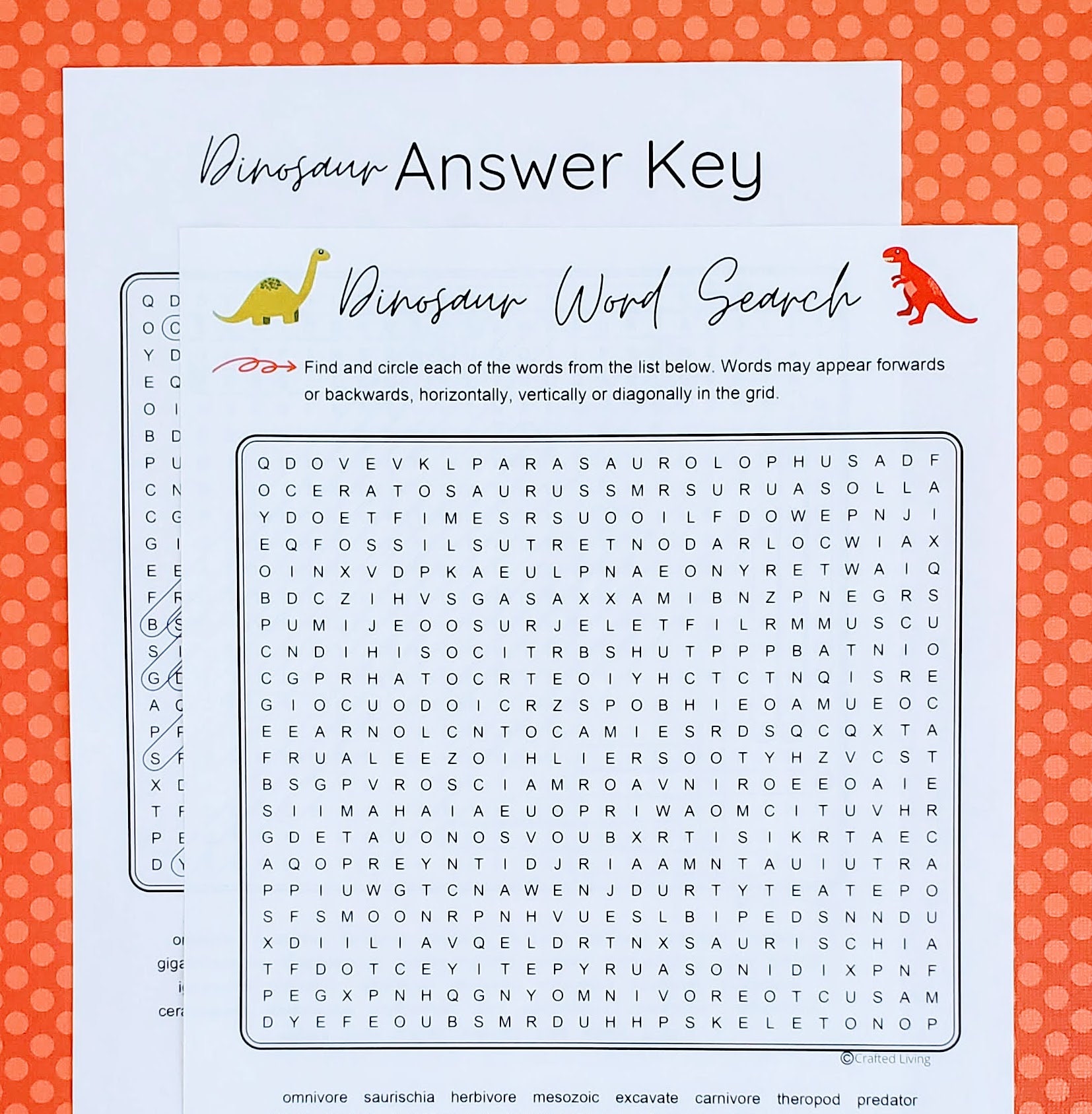 Dinosaur Printable Word Search Animal Word Puzzle Party Game Brain ...