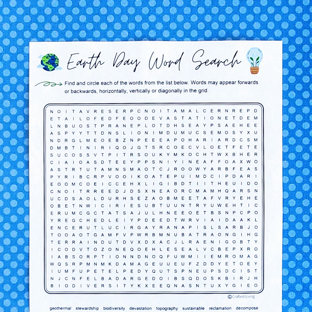 Earth Day Printable Word Search | Holiday Word Puzzle Party Favor ...
