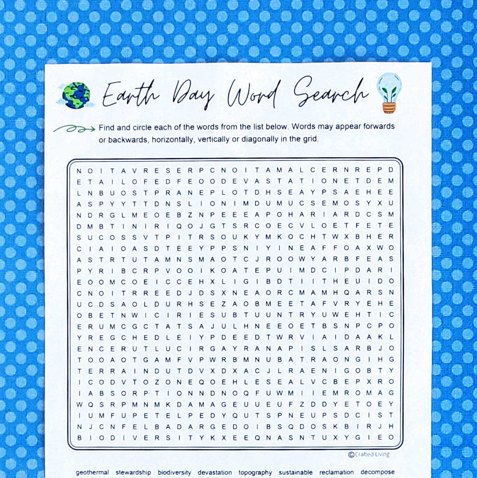 Earth Day Printable Word Search | Holiday Word Puzzle Party Favor ...