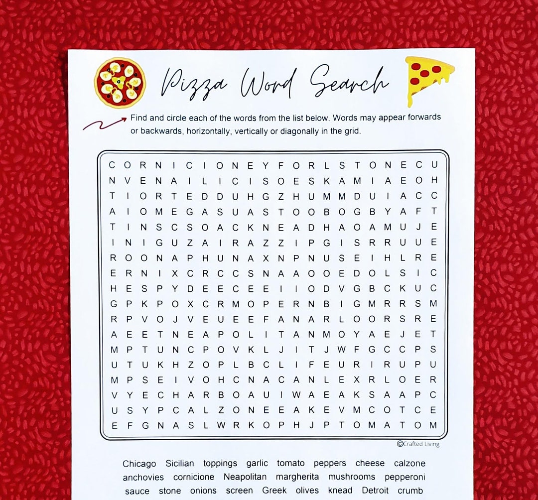 Pizza Word Search Printable | Food Puzzle Game (digital Download) - Etsy