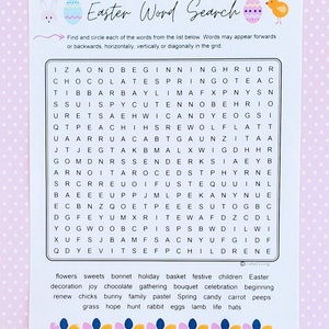 Easter Printable Word Search | Holiday Word Puzzle Party Favor | Brain ...