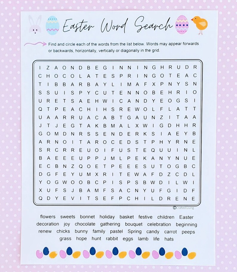 Easter Printable Word Search | Holiday Word Puzzle Party Favor | Brain ...