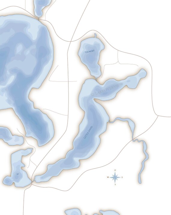 Little Sand Lake Map | Etsy