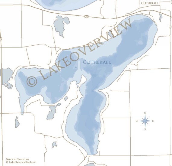 Clitherall Lake Map | Etsy