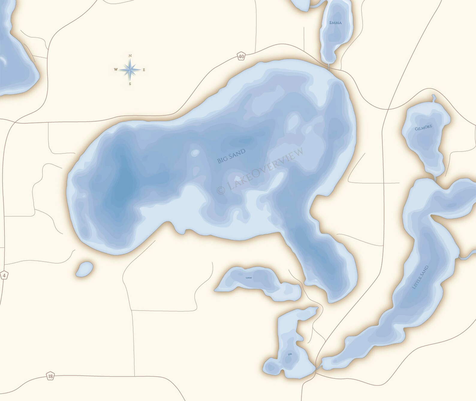 Big Sand Lake Map - Etsy