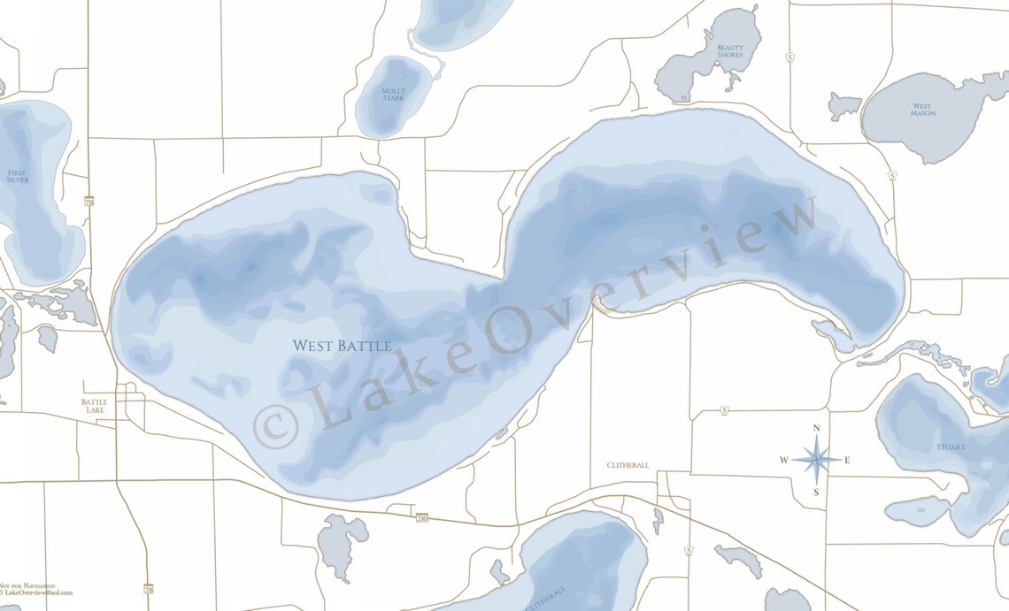 West Battle Lake Map - Etsy