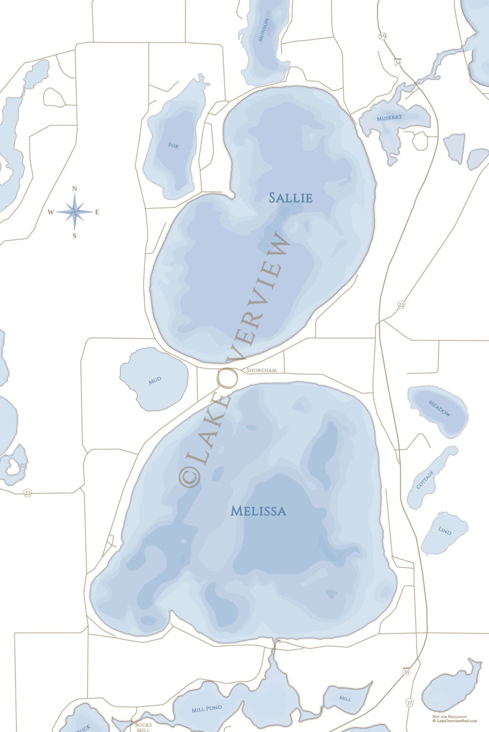 Lake Melissa & Lake Sallie Map - Etsy.de