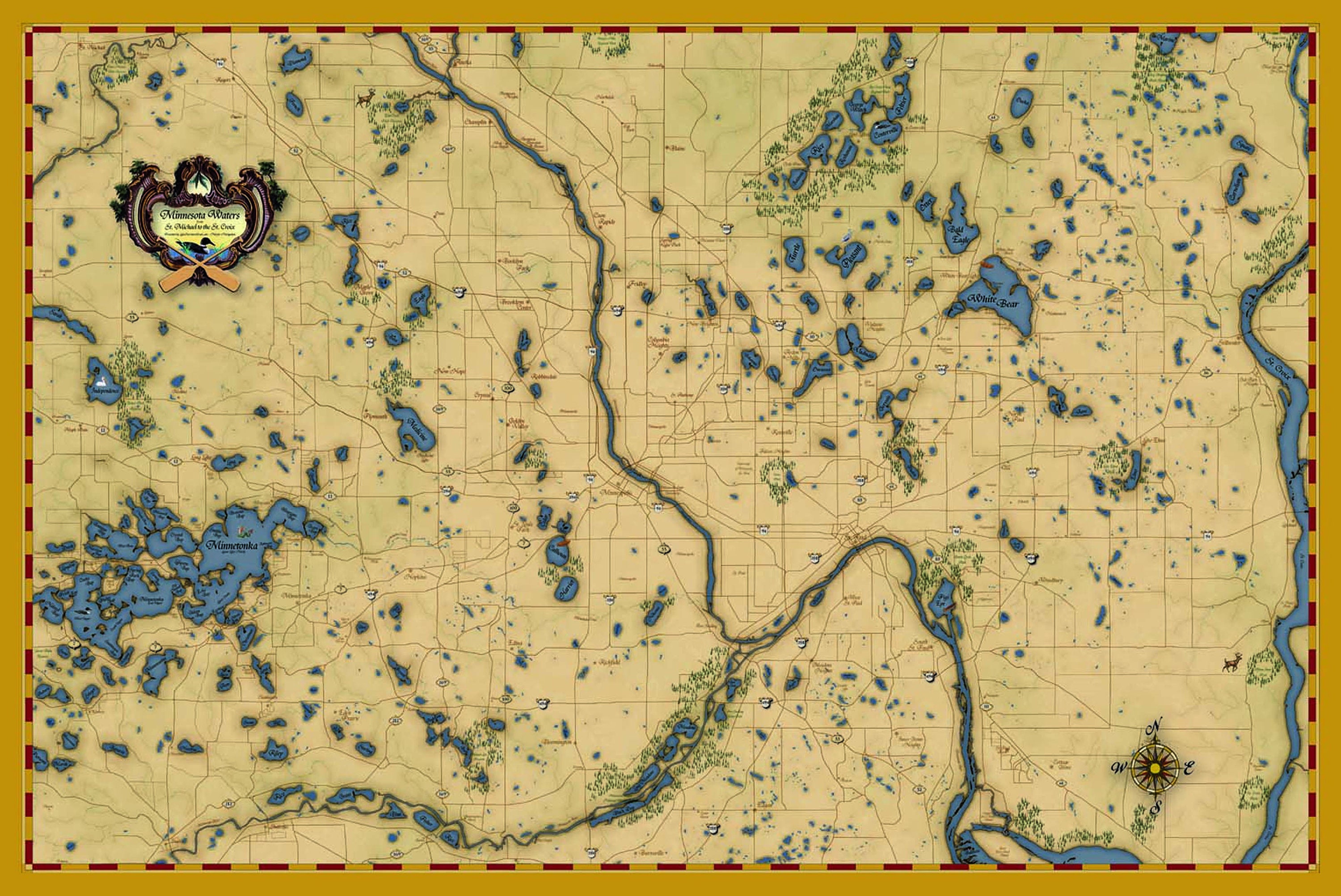 Larger Lake Maps on Paper - Etsy