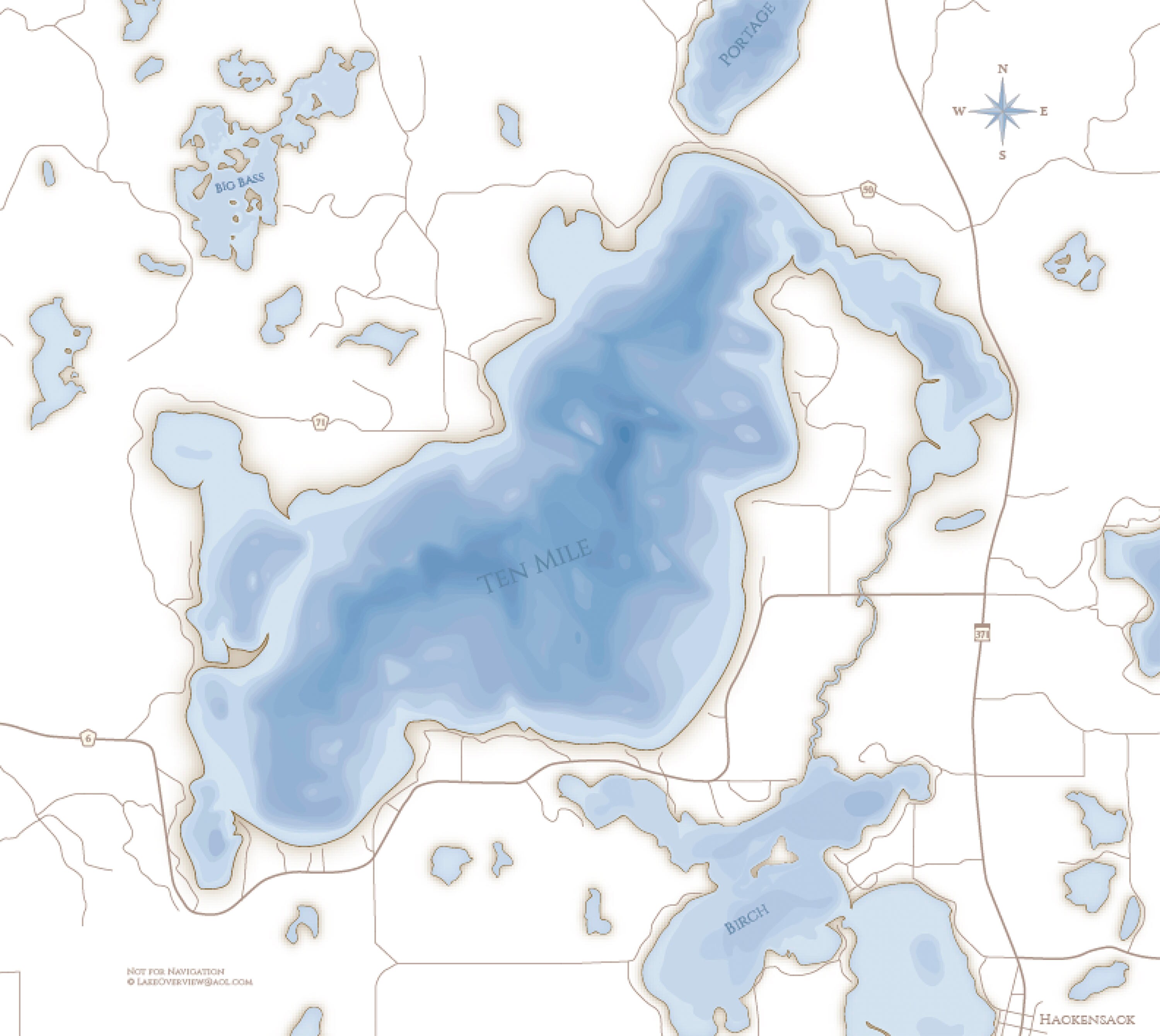 Ten Mile Lake Map Canvas - Etsy