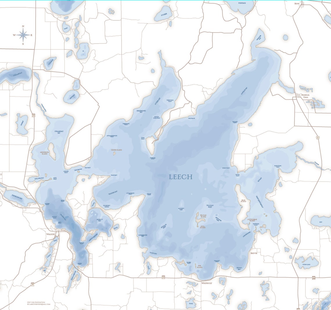 Leech Lake Map - Sailcloth Canvas - Etsy