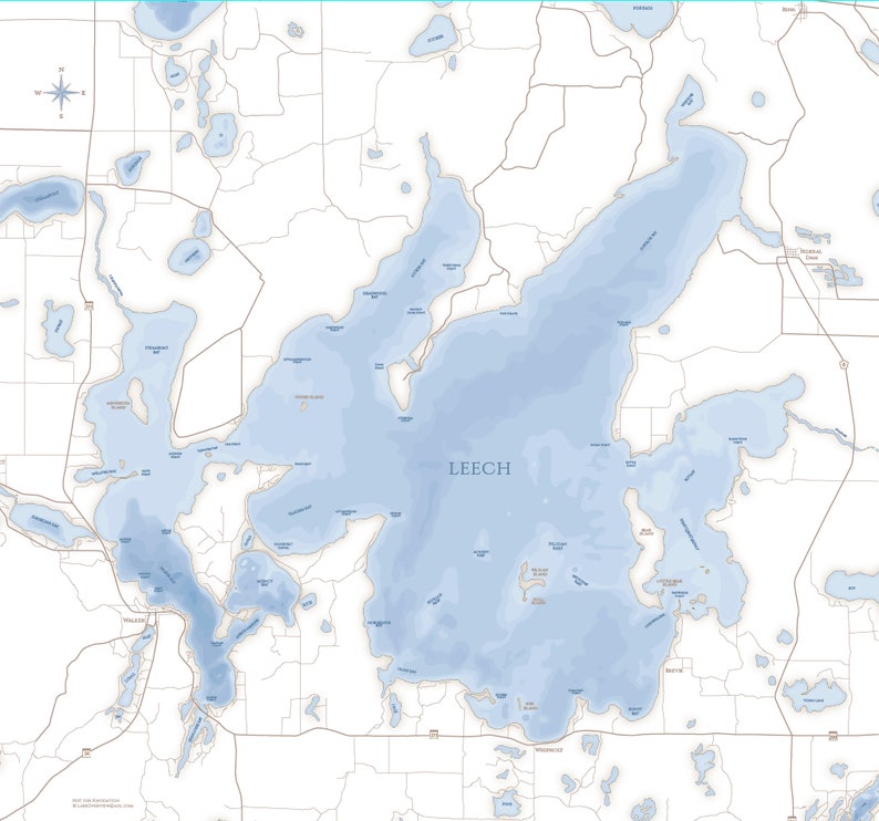 Leech Lake Map - Sailcloth Canvas - Etsy