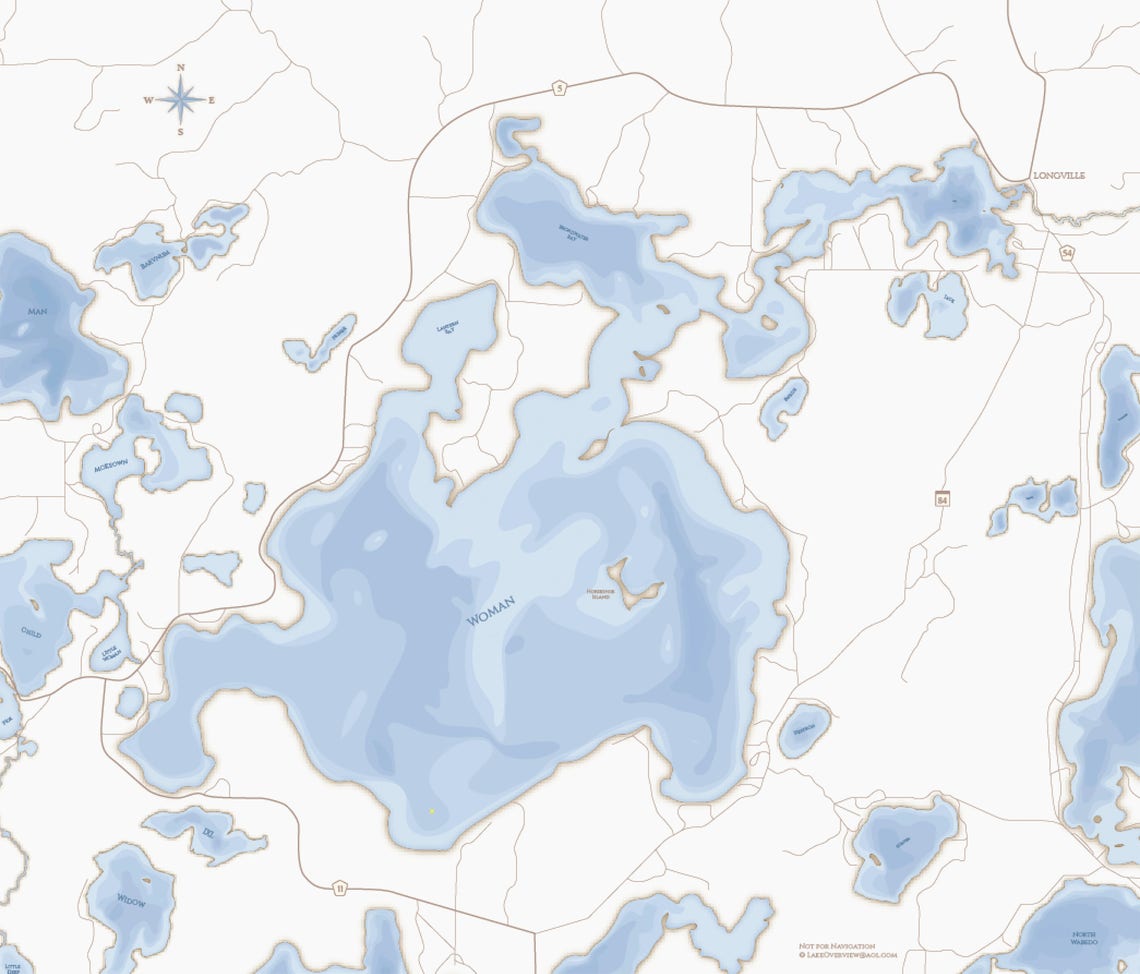 Woman Lake Map Canvas - Etsy