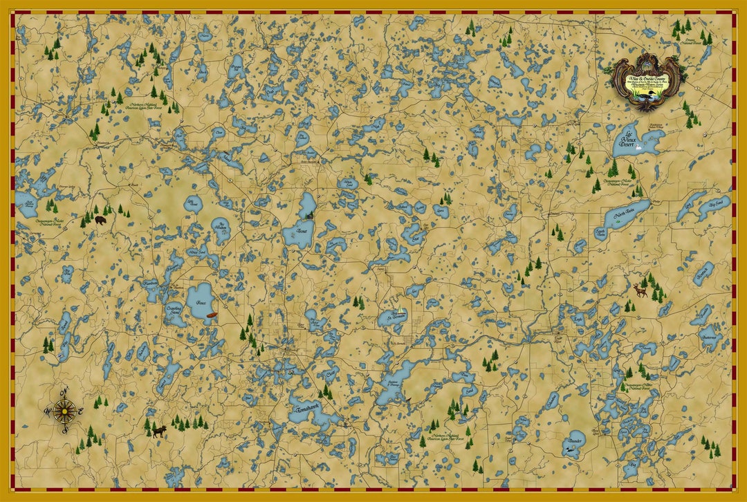 Larger Lake Maps on Paper - Etsy